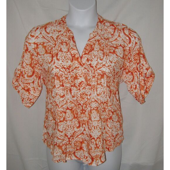Cathy Daniels | Tops | Rusty Orange Floral Sz Xl Casual Wear Cotton ...